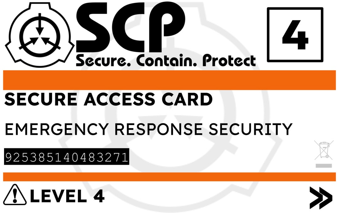 SCP Level 4 Emergency Response Security Secure Access Card - Etsy