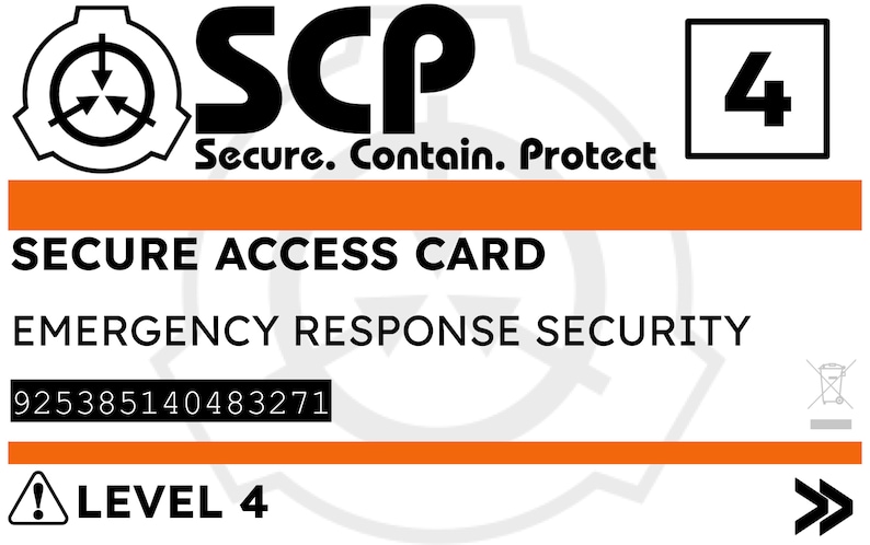 SCP Level 4 Emergency Response Security Secure Access Card - Etsy