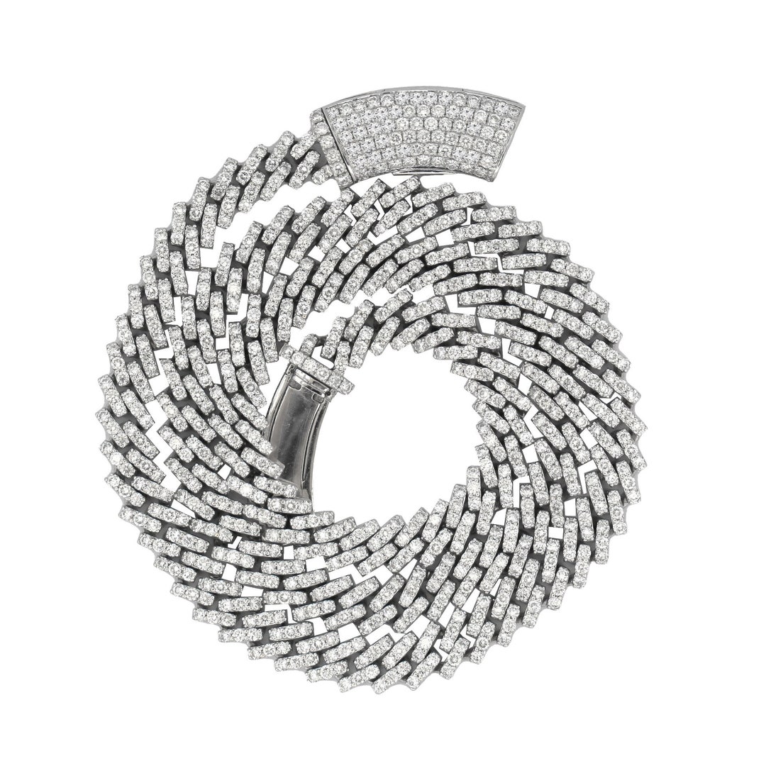 16.70tcw Diamond Cuban Link Necklace 14k White Gold - Etsy