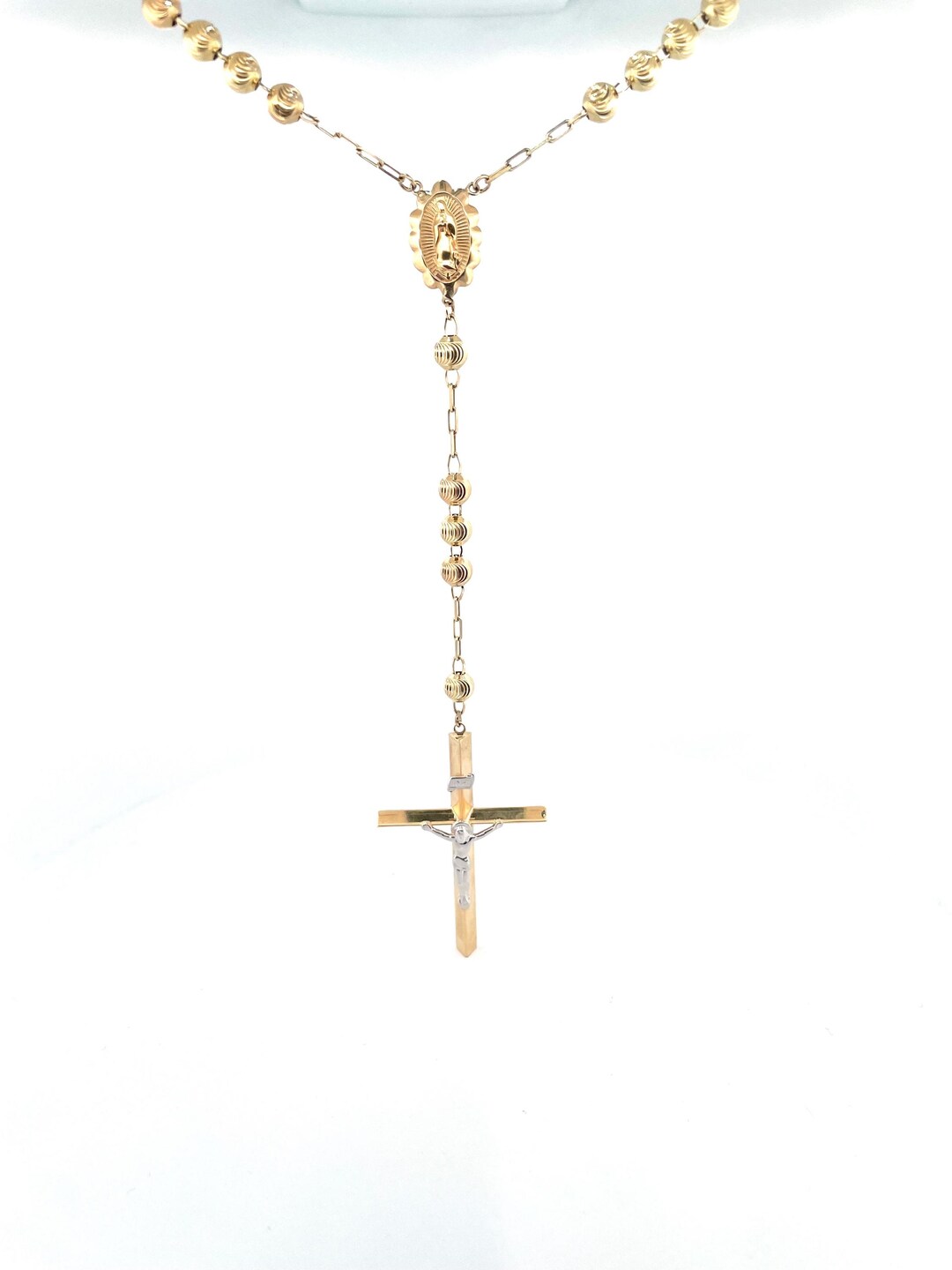 14k Yellow Gold Textured Rosary - 26 Inch Real Gold - Etsy
