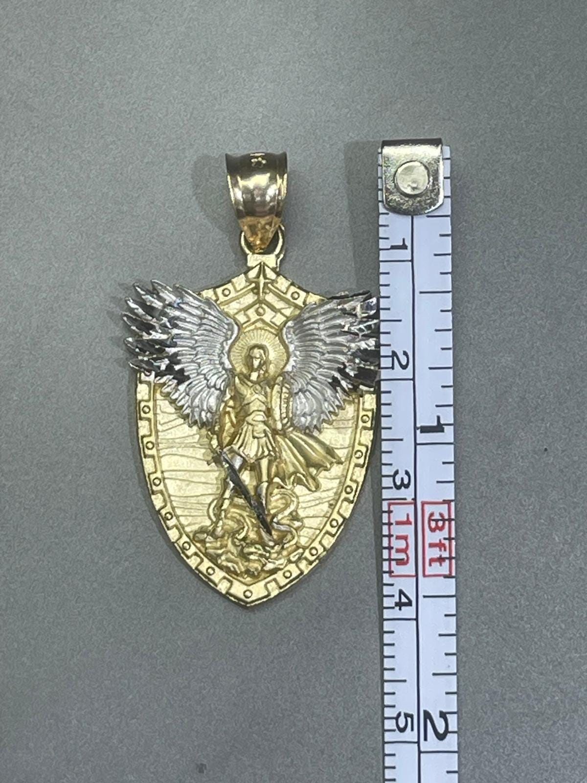 14k Yellow Gold Saint Michael Sheild Pendant - Etsy