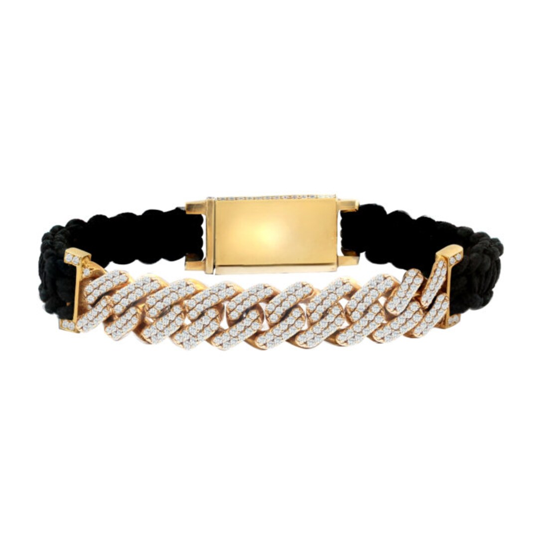 5.50ct Diamond Cuban Woven Canvas Bracelet 14k Yellow Gold - Etsy