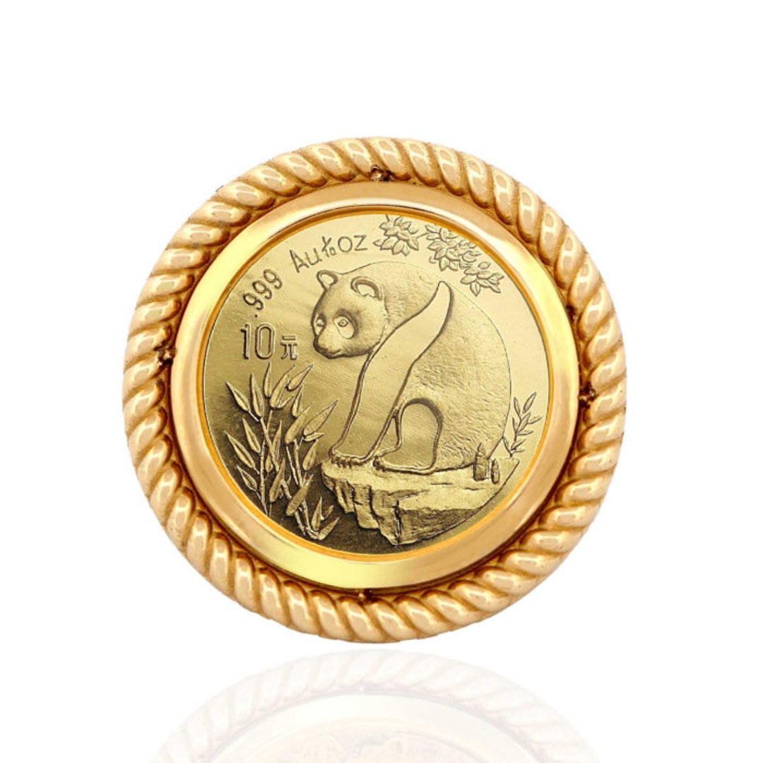 14k Yellow Gold Panda Coin Ring - Unisex Gift - Etsy