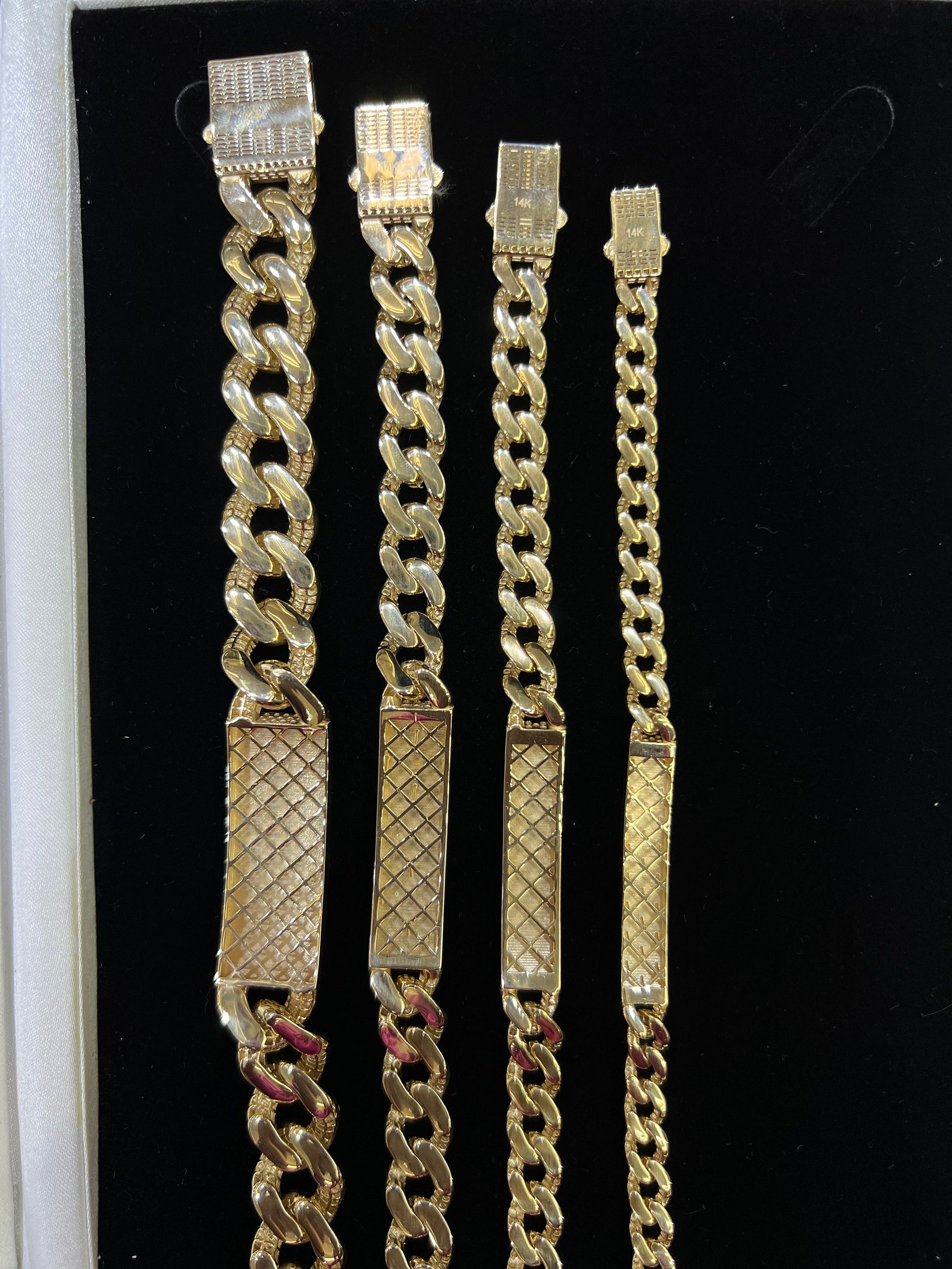 14k Yellow Gold Miami Cuban Chain Bracelet With CZ Box Lock ...