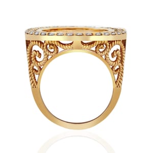 14k Yellow Gold Panda Coin Ring: 1.10ct Diamond Unisex Jewelry - Etsy