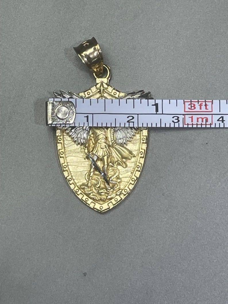 14k Yellow Gold Saint Michael Sheild Pendant - Etsy