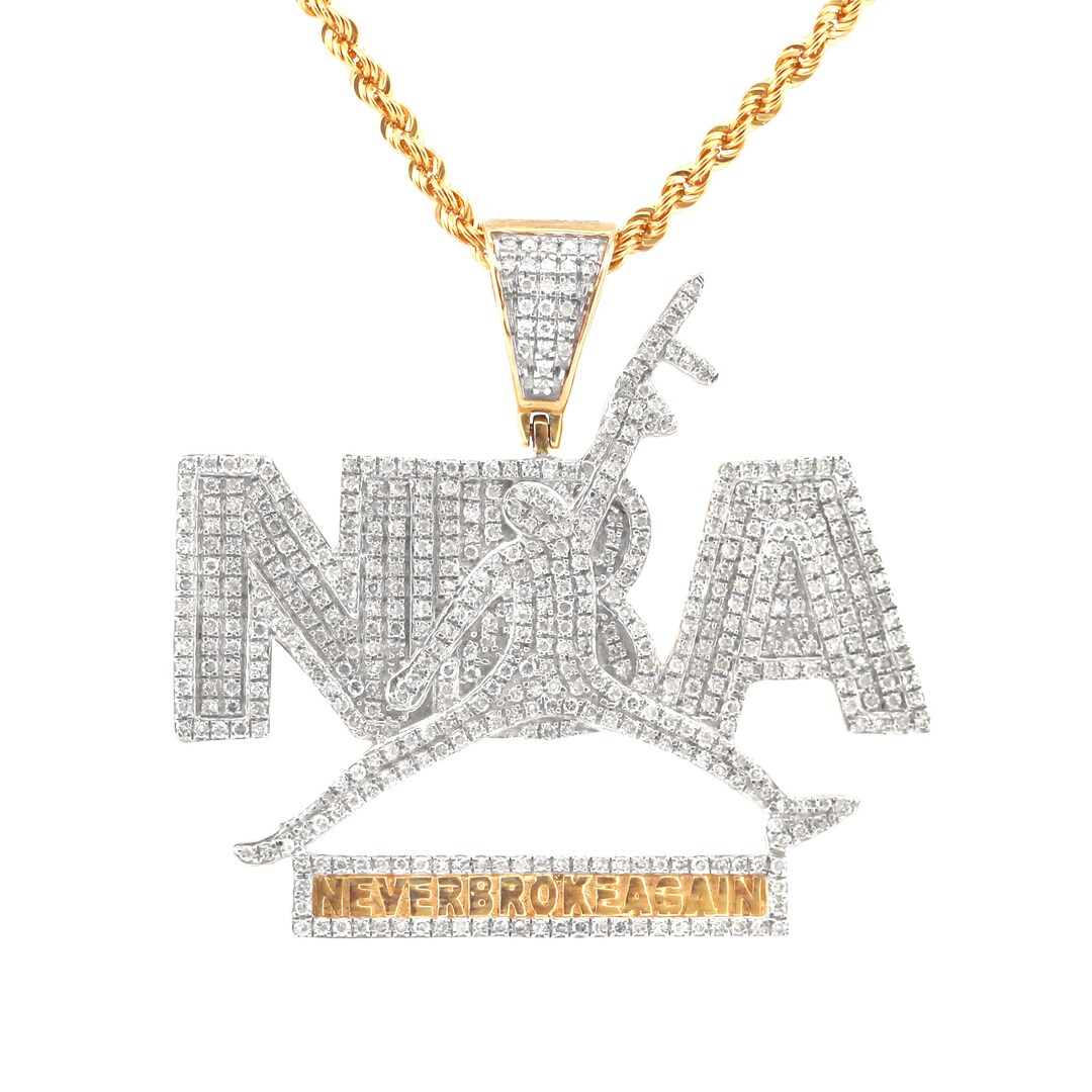 1.50ct NBA 10k Yellow Gold Diamond Pendant never Broke Again - Etsy