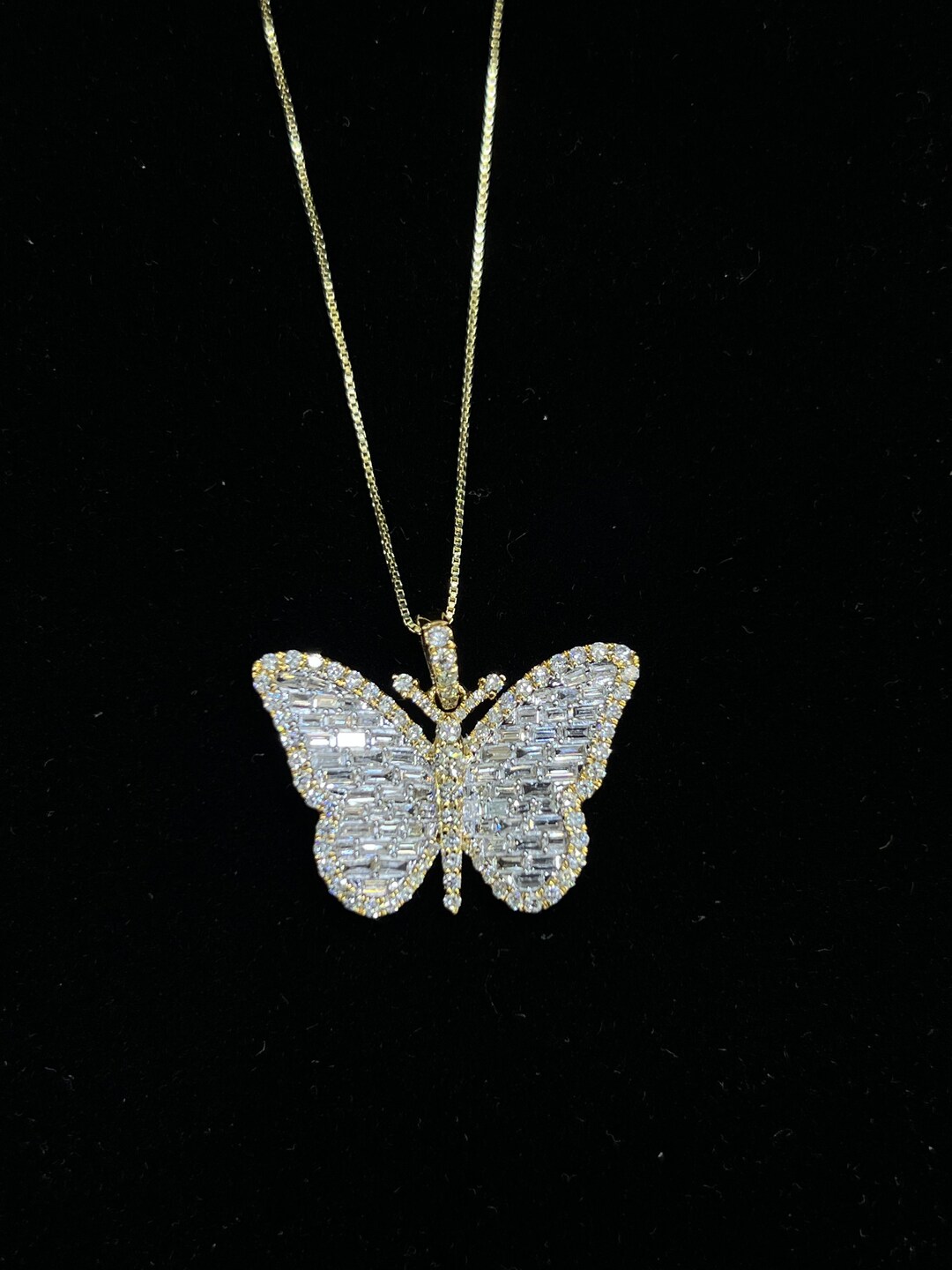 Diamond Butterfly Pendant - Etsy