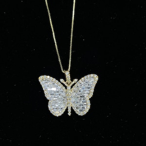 Diamond Butterfly Pendant - Etsy