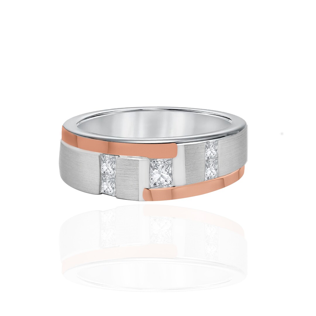 Two-tone 14k Gold Eternity Band: Modern Unisex Wedding Ring (0.71ct) - Etsy