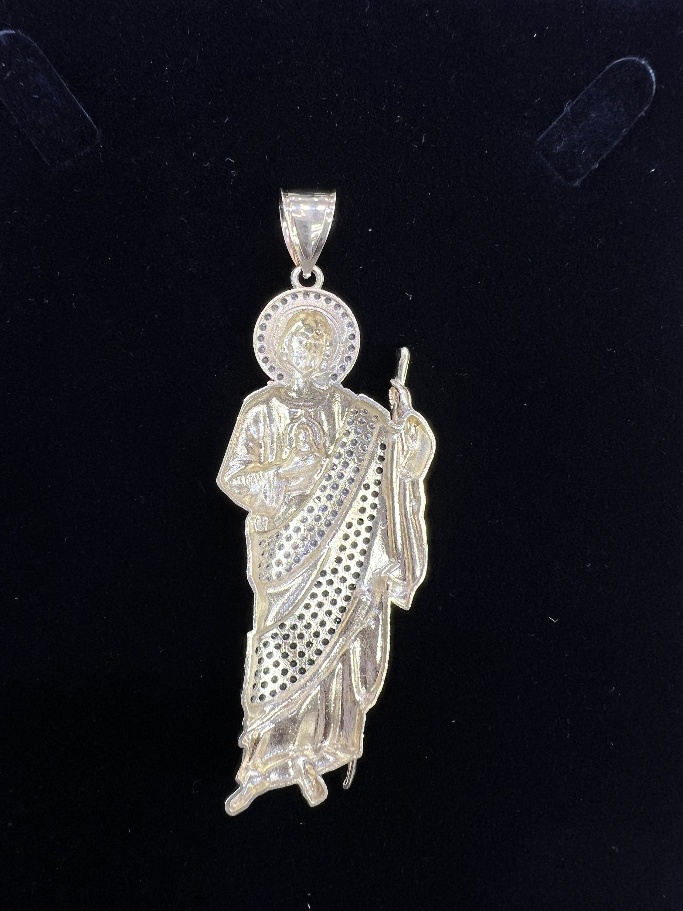 14k Yellow Gold Textured Saint Jude San Juda Diamond Cut - Etsy