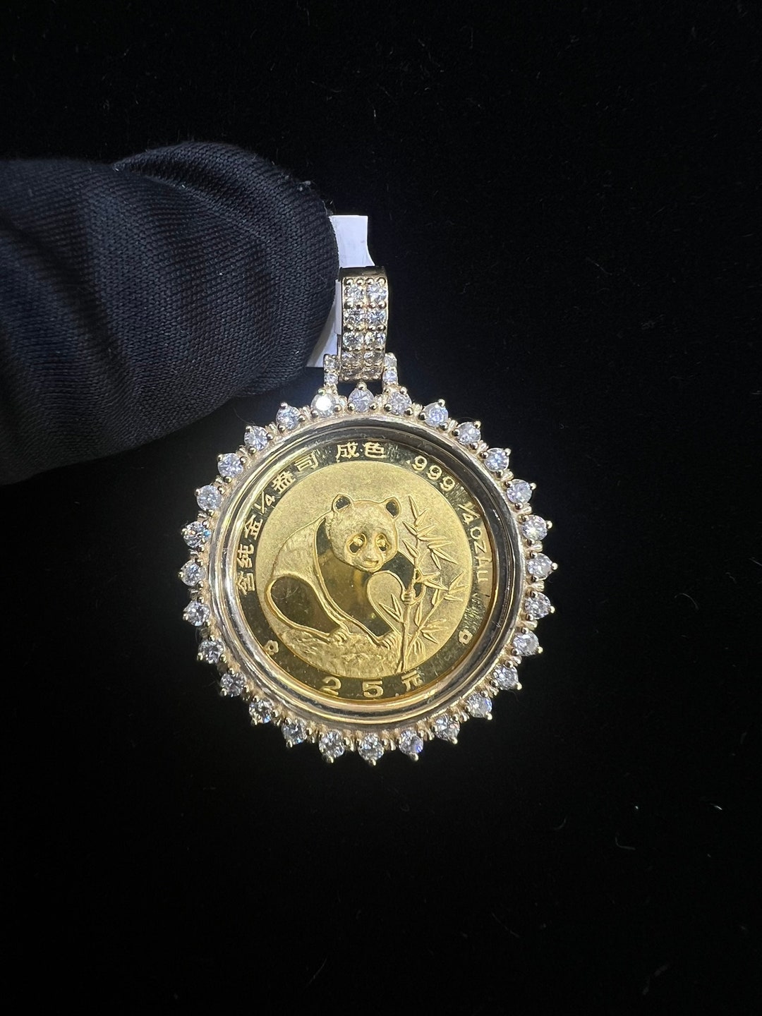 24k Panda Coin Pendant With Diamond Bezel - 1.60ct - Etsy