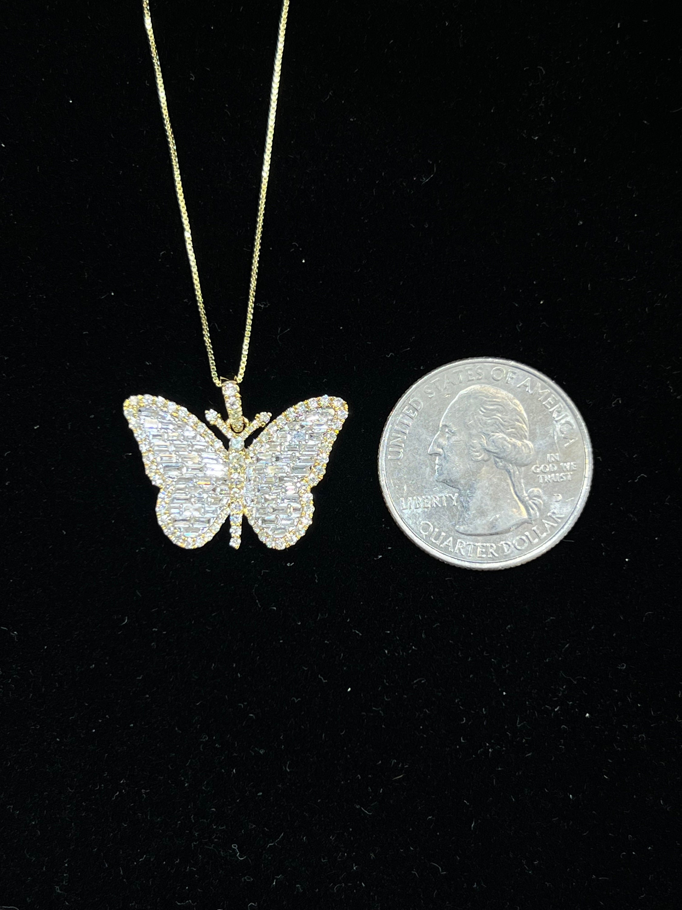 Diamond Butterfly Pendant - Etsy