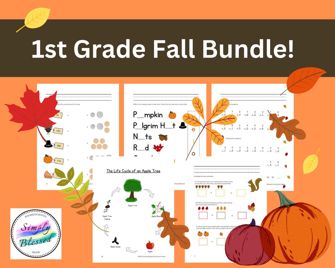 Fall and Thanksgiving Activity, Unit Study, Worksheet Bundle Printables ...