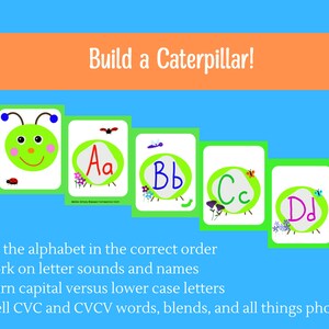 Alphabet Flashcards Spring Caterpillar Homeschool Preschool ...