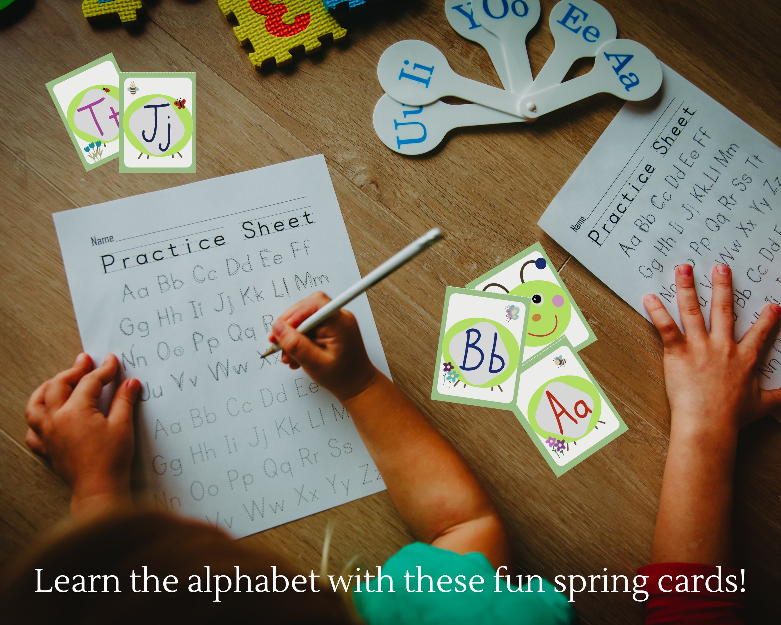 Alphabet Flashcards Spring Caterpillar Homeschool Preschool ...