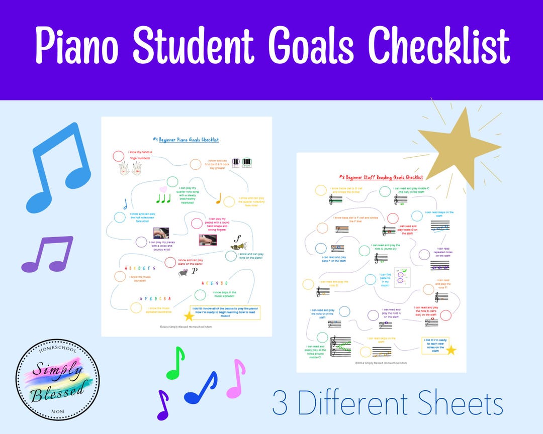 Beginning Piano Goals, Checklist, Achievements, Practice Goals ...