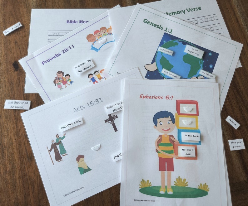 Bible Memory Verses Activity Printable for Kids With Copywork for ...