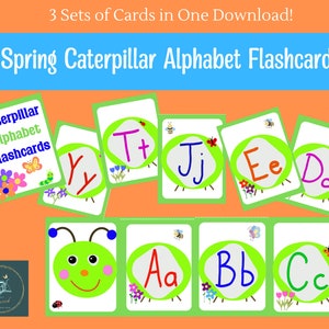 Alphabet Flashcards Spring Caterpillar Homeschool Preschool ...