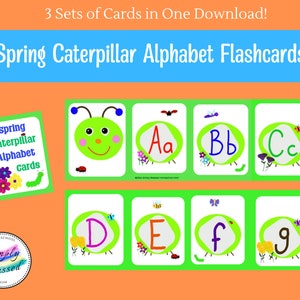 Alphabet Flashcards Spring Caterpillar Homeschool Preschool ...
