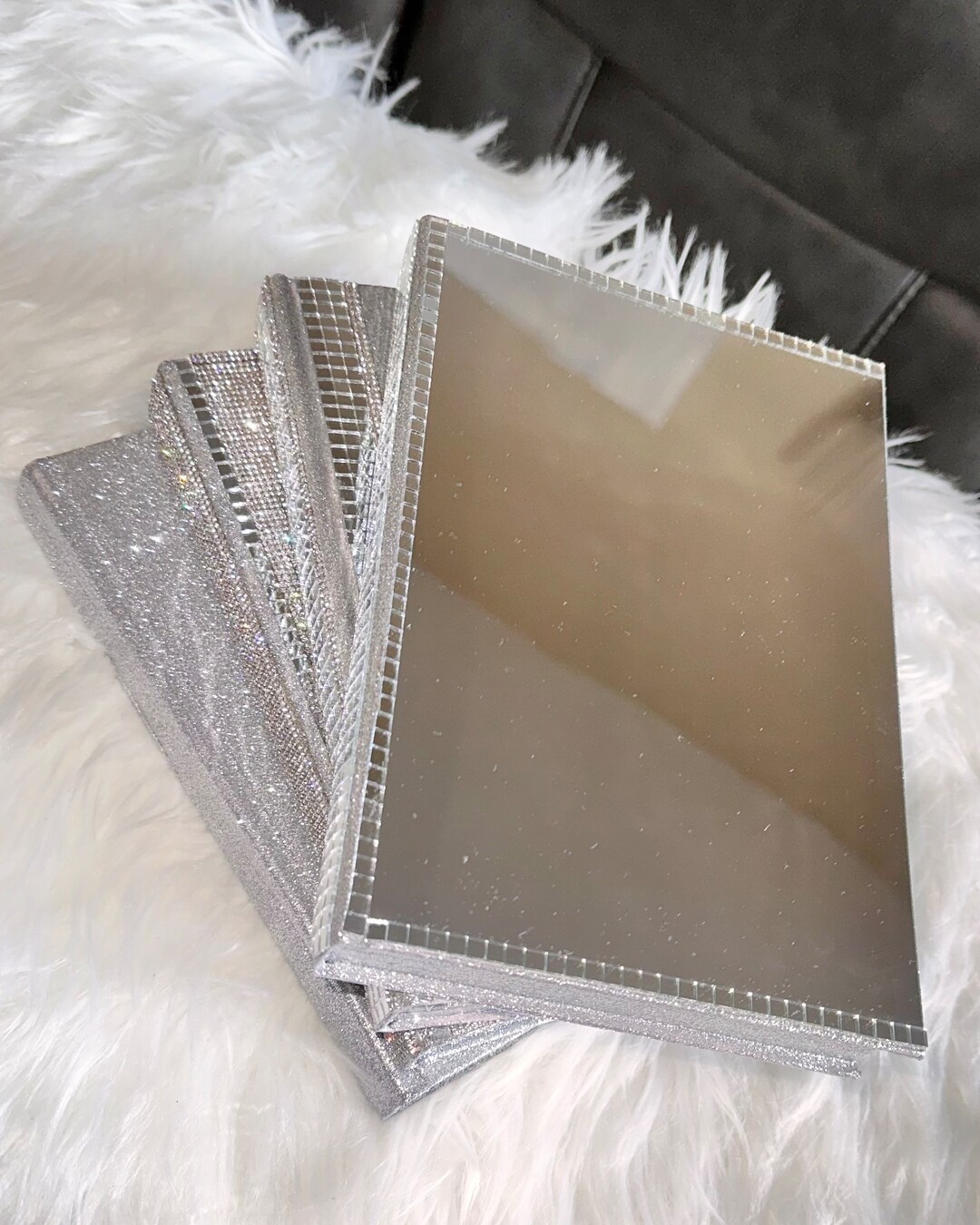 Glam Home Decor Book Stack Embellished With Silver Glitter, Rhinestones ...