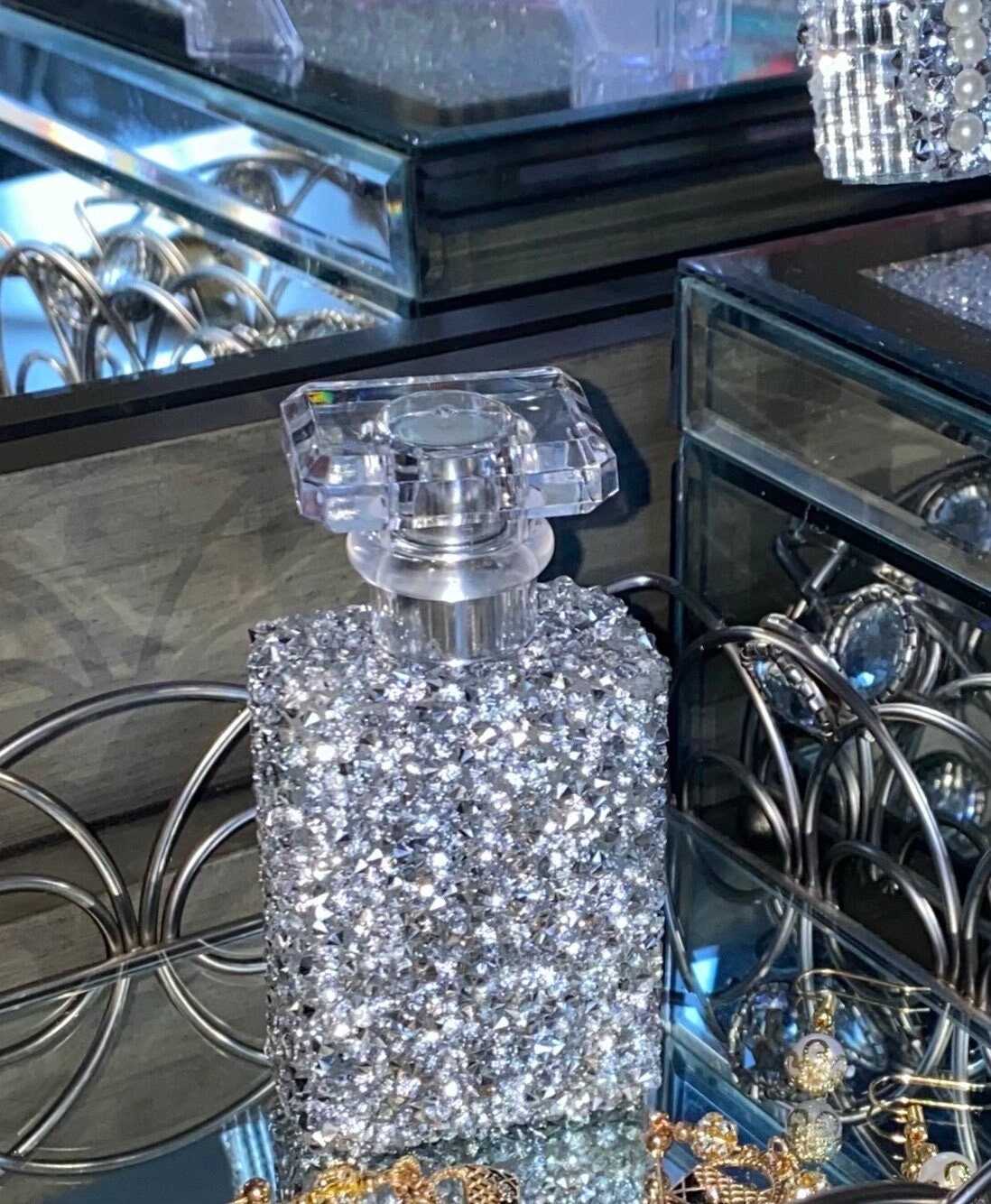 Crushed Diamond Rhinestones Glam Perfume Atomizer With Spray Applicator ...