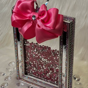 Customizable Pink Bling Perfume Bottle Shadow Box With Mirror Tile ...