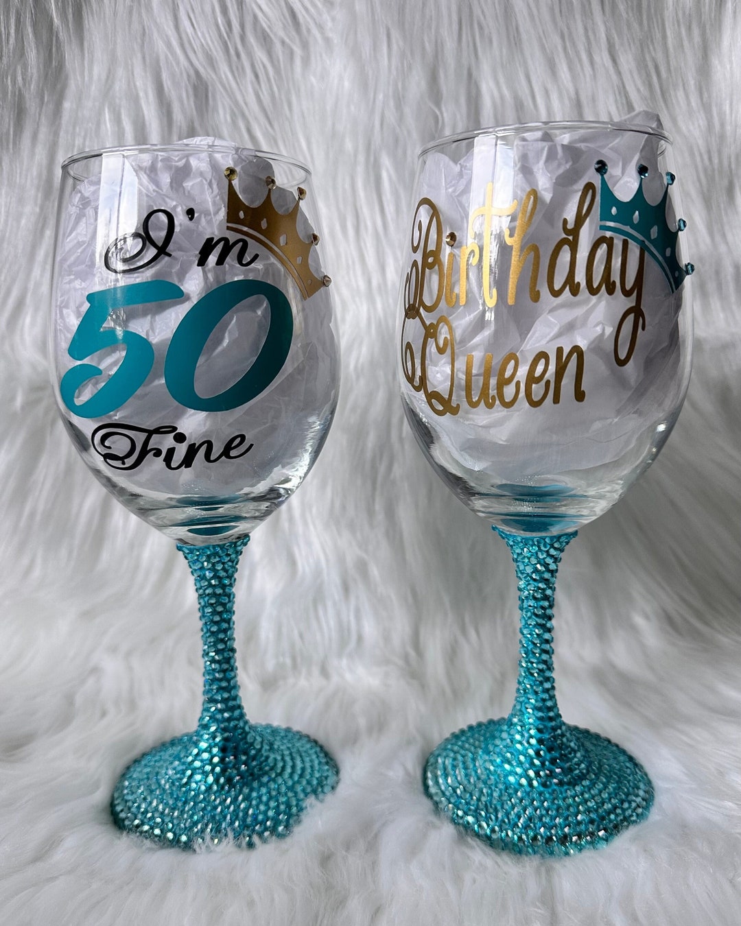 Ready for Shipping | Birthday Queen or I’m 50 Fine Rhinestone Glass ...