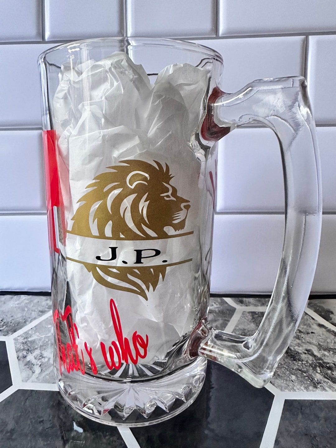 Personalized Oversized Beer Mug Extra Large Mug Glass Mug W/ Handle - Etsy