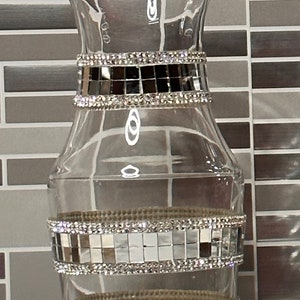 Flower Vase With Mirror Tile and Rhinestones, Luxury Home Decor, Bling ...