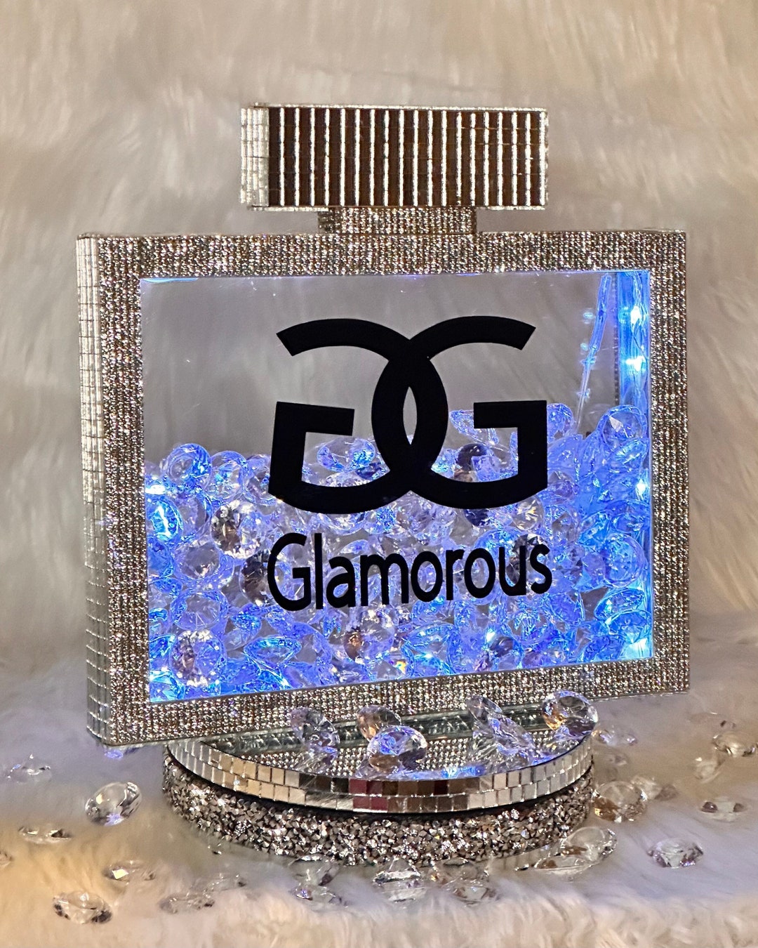 Personalized Glam Perfume Bottle Shadow Box With Mirror Tile ...