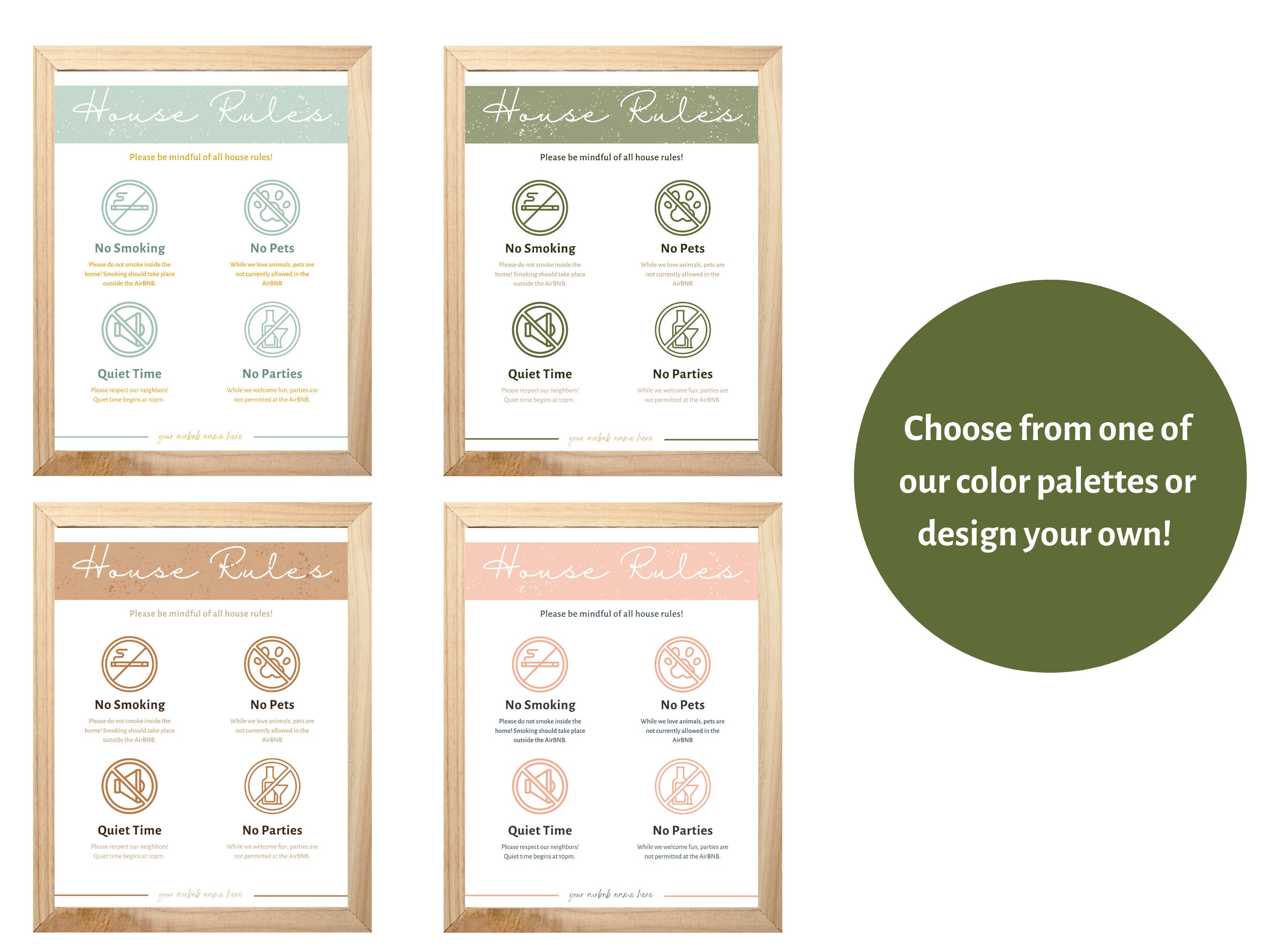 Airbnb Customizable House Rules Sign Vacation Rental Sign Wifi Info
