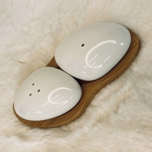 Handmade Stone Design Ceramic Salt and Pepper Shakers, Ceramic Salt and ...