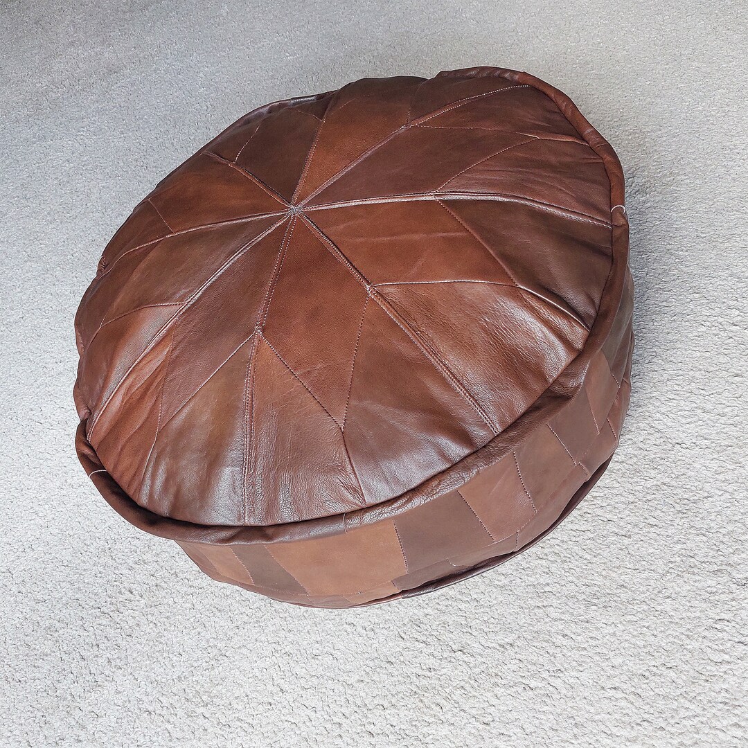 Handmade Leather Pouf: Calming Pet Bed for Cat or Small Dog - Etsy