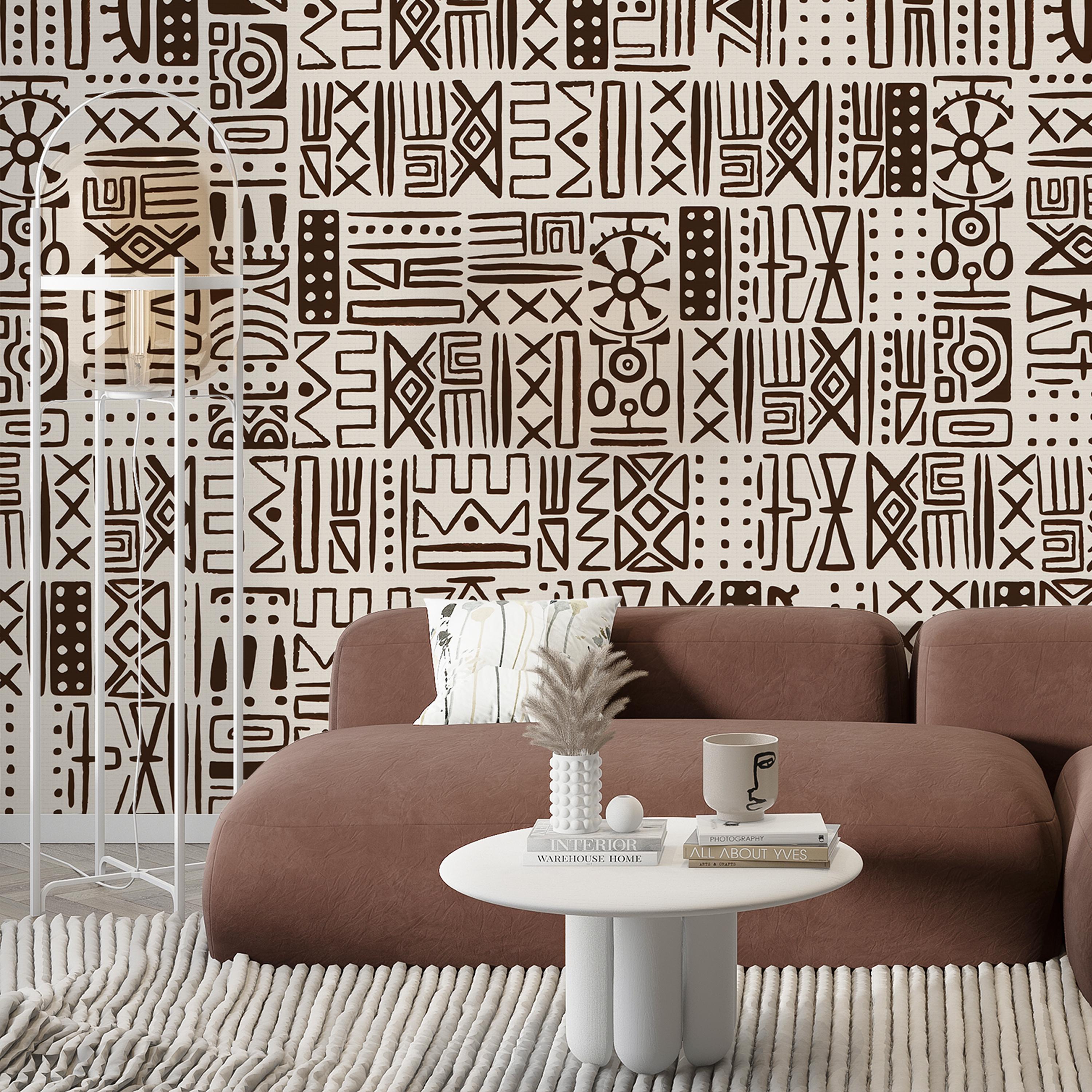Black and White African Pattern Wallpaper: Modern Home Decor - Etsy