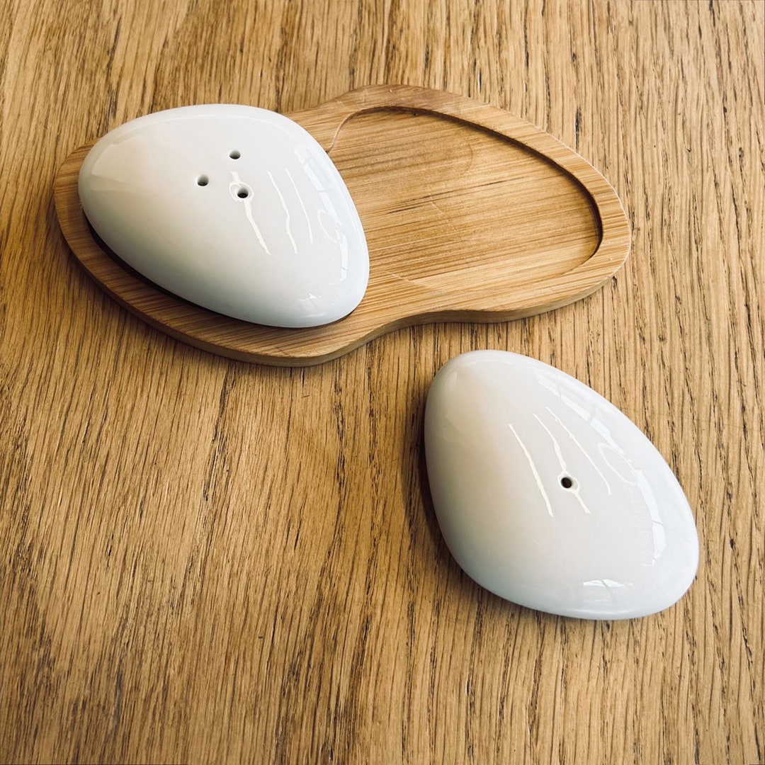 Handmade Stone Design Ceramic Salt and Pepper Shakers, Ceramic Salt and ...