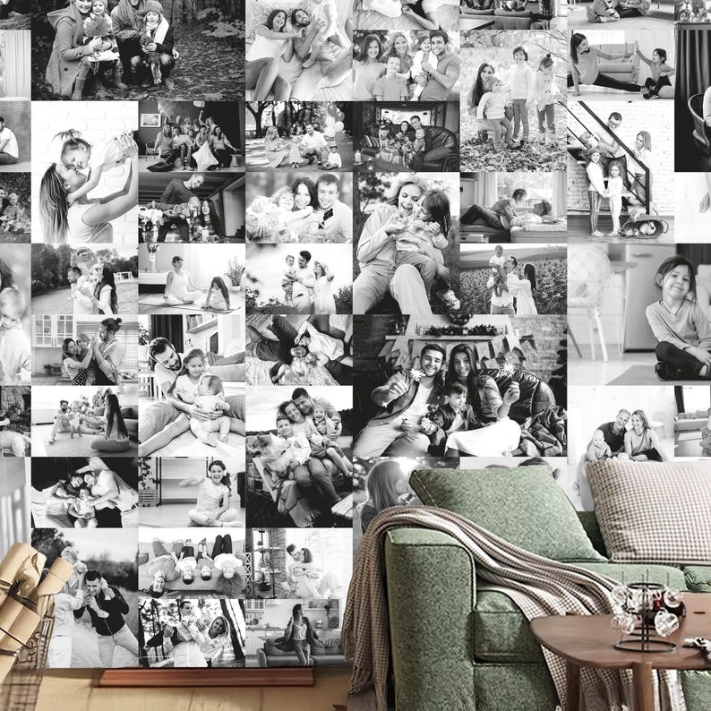 Family Photo Collage Wall Paper, Custom Pictures Collage Wallpaper ...