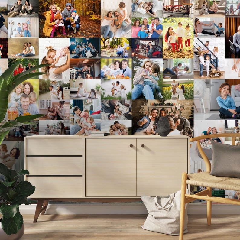 Family Photo Collage Wall Paper, Custom Pictures Collage Wallpaper ...