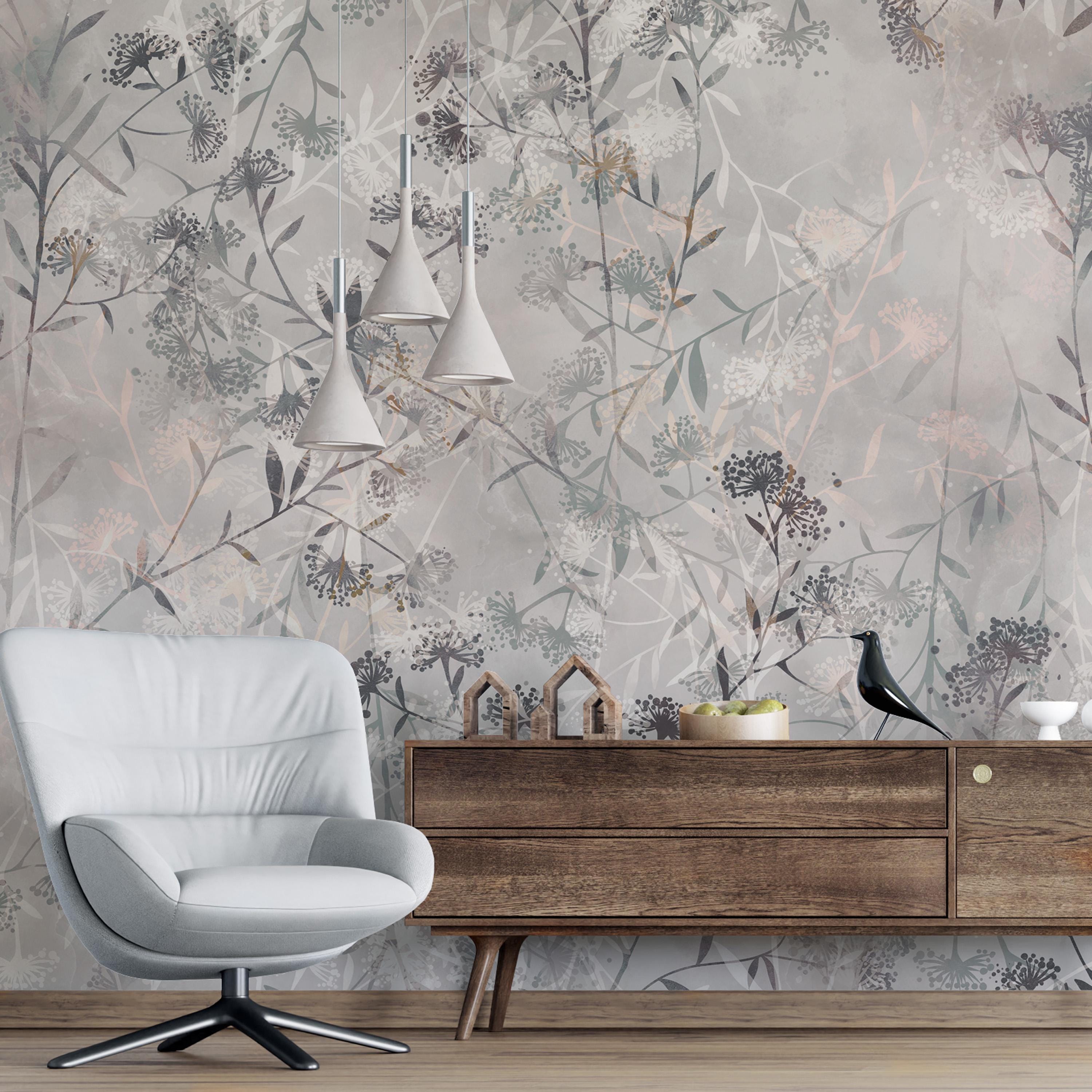 Soft Elegant Grey Wallpaper - Floral Wallpaper - Vinyl Wallpaper ...
