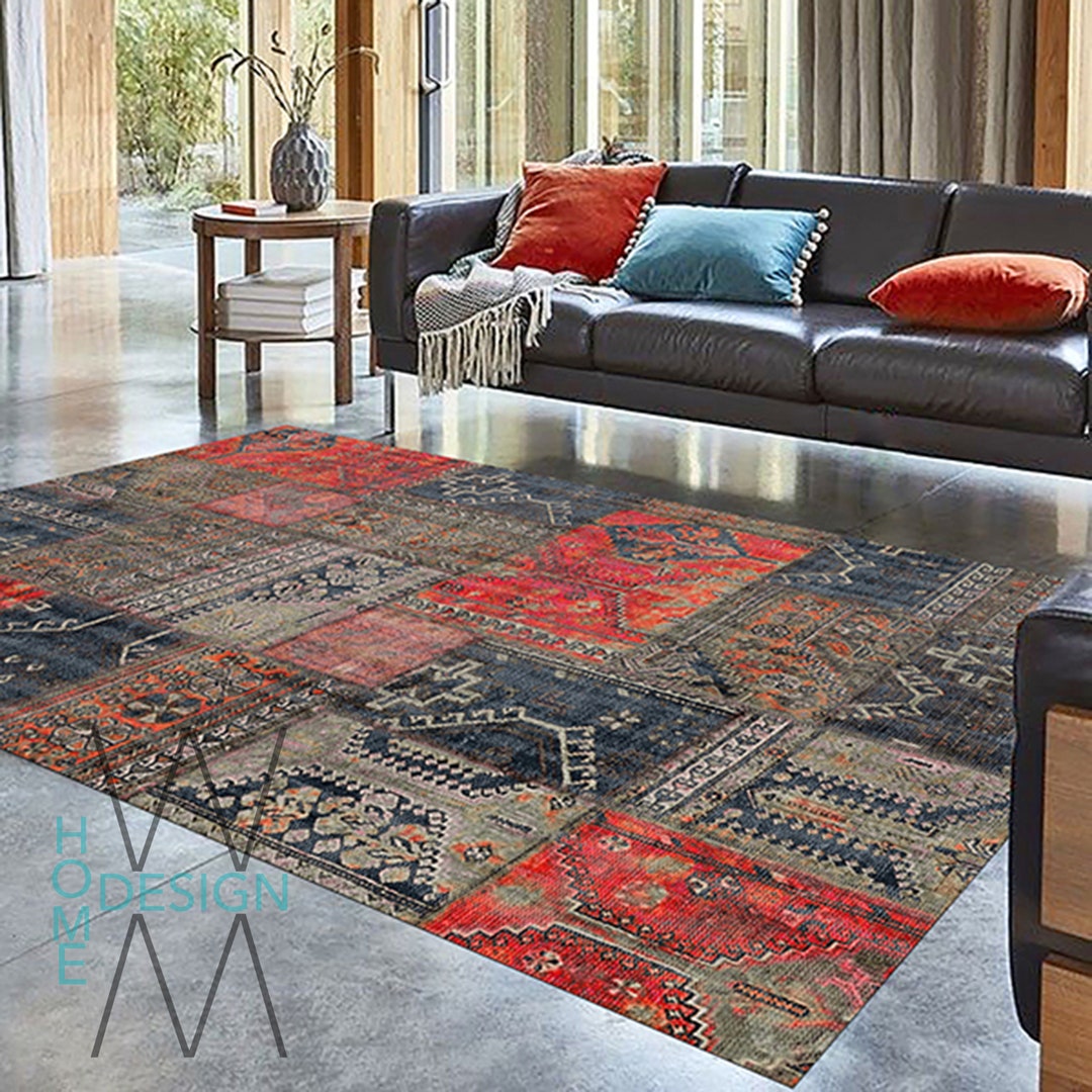 Patchwork RUG 8x10 Area Rug 9x12 Neutral Rug Home - Etsy