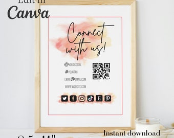 Connect With Us Sign, Social Media Sign, Small Business Sign, Printable ...