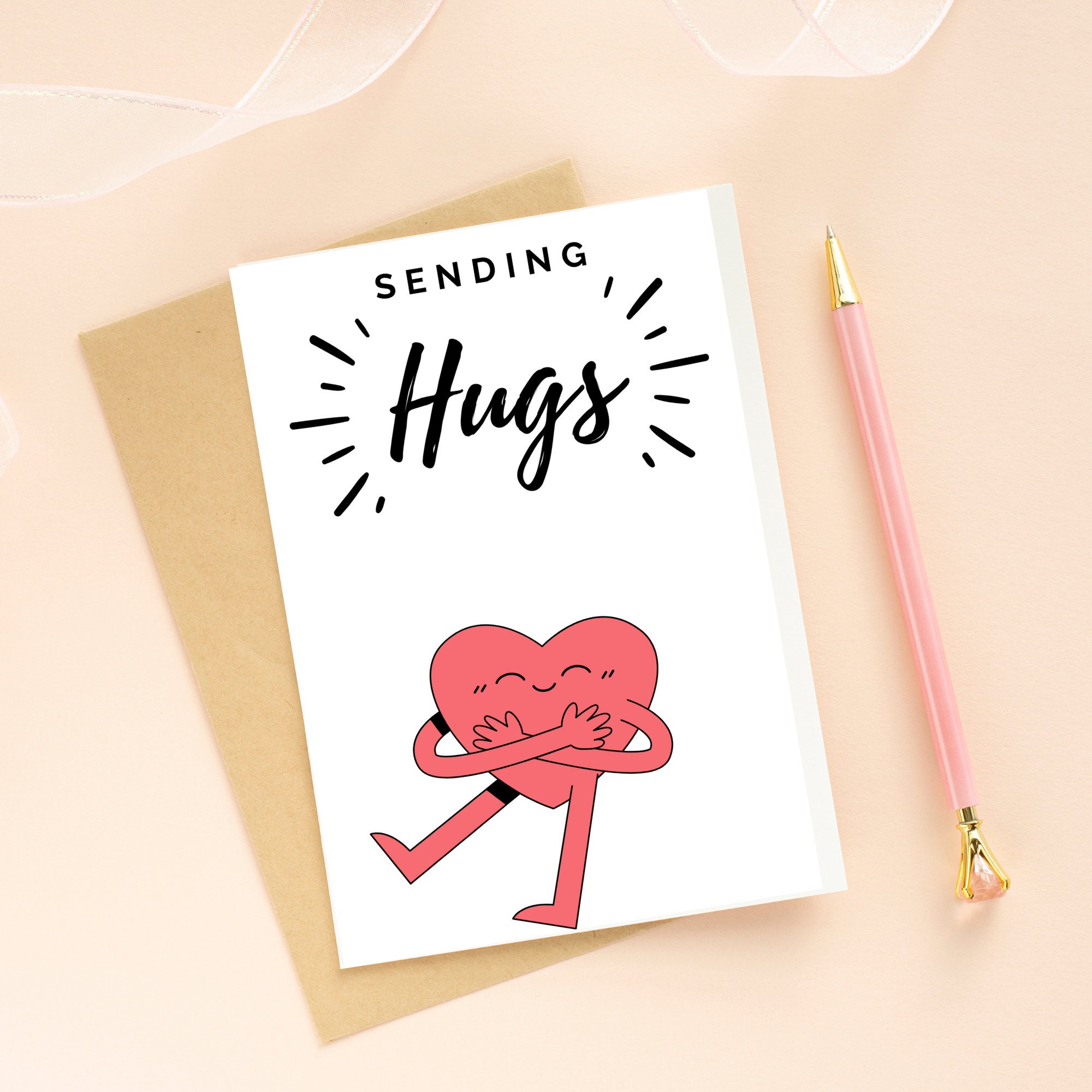 Hug Card, A Paper Hug, Happy Mail, Thinking of You Card, Card Hug ...