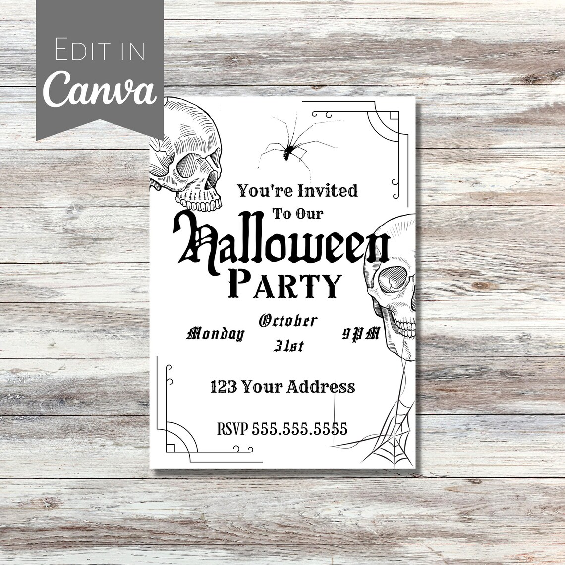 Editable Invitation, Trick or Treat Halloween Party Invitation ...