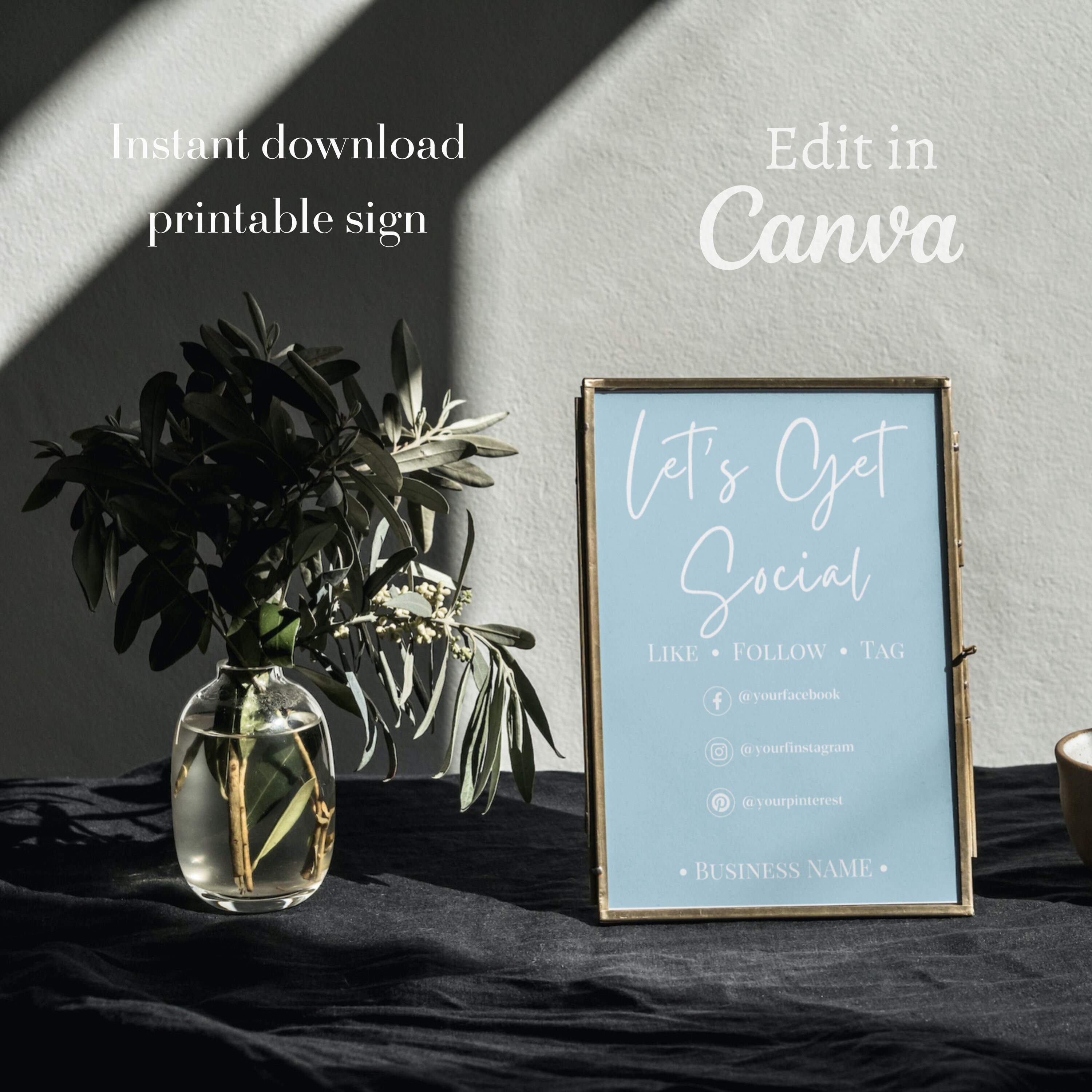 Connect With Us Sign, Social Media Sign, Small Business Sign, Printable ...