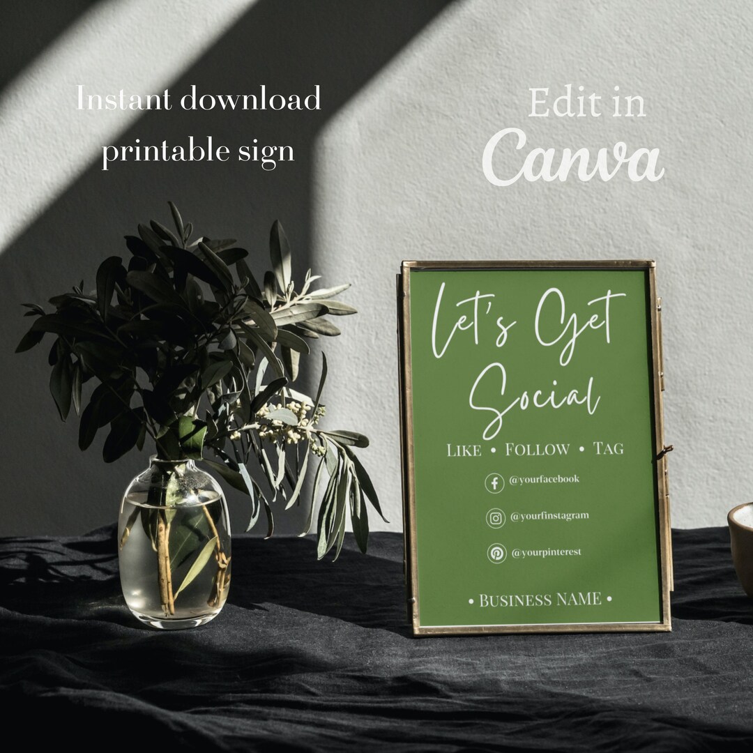 Connect With Us Sign, Social Media Sign, Small Business Sign, Printable ...