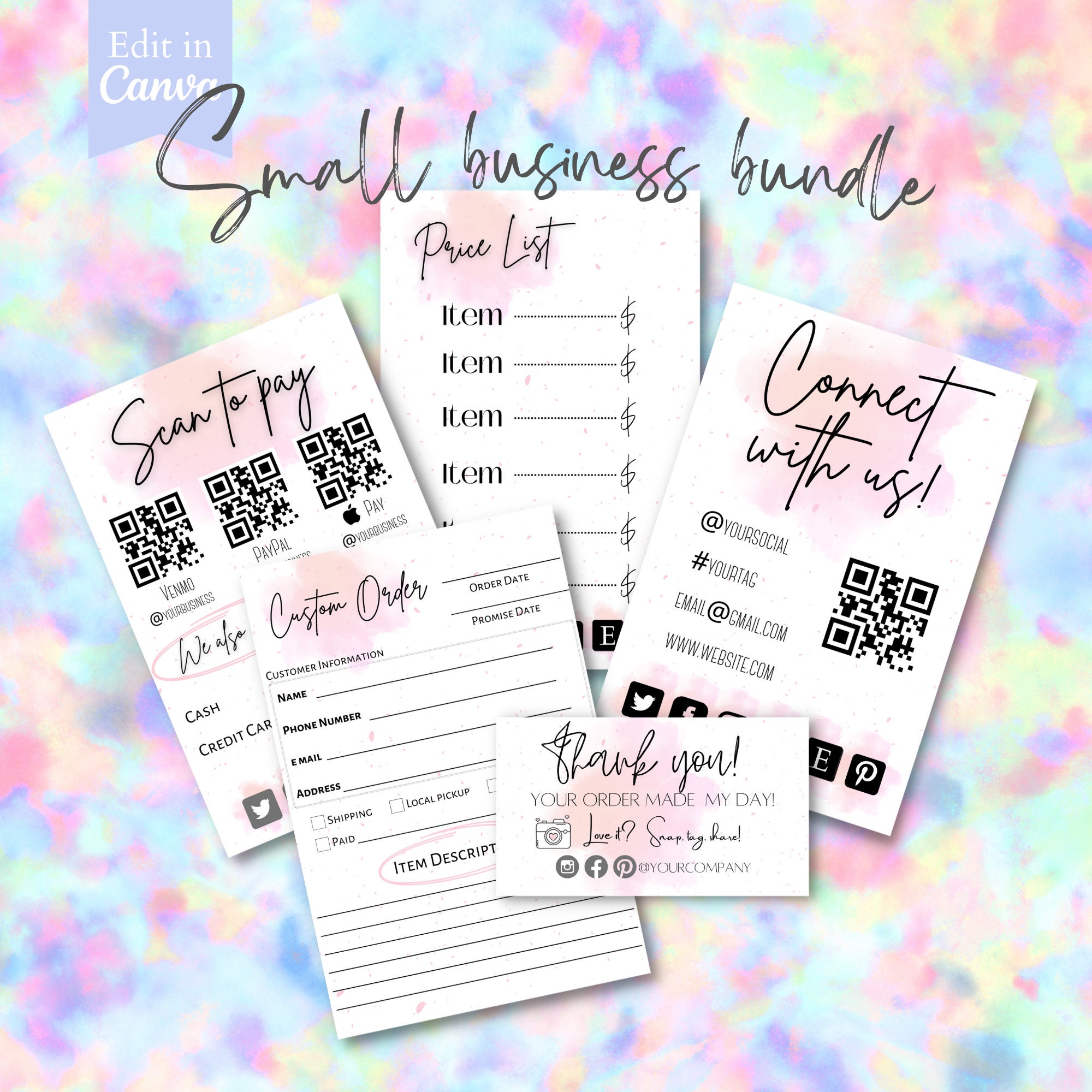 Craft Show Bundle, Small Business Bundle, Order Form Template, Price ...