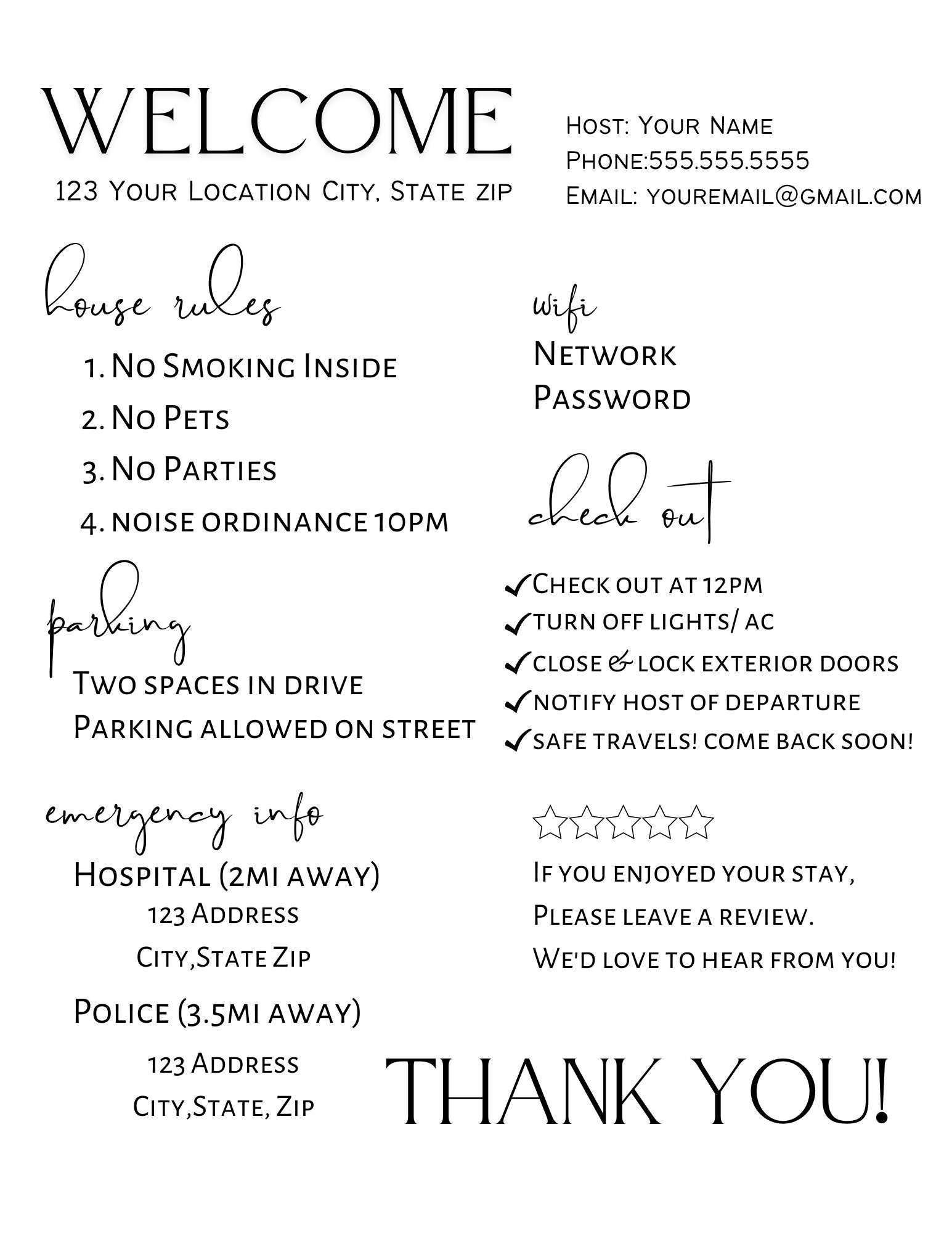 Air Bnb Welcome Sign Template, Editable Template, Welcome Sign - Etsy