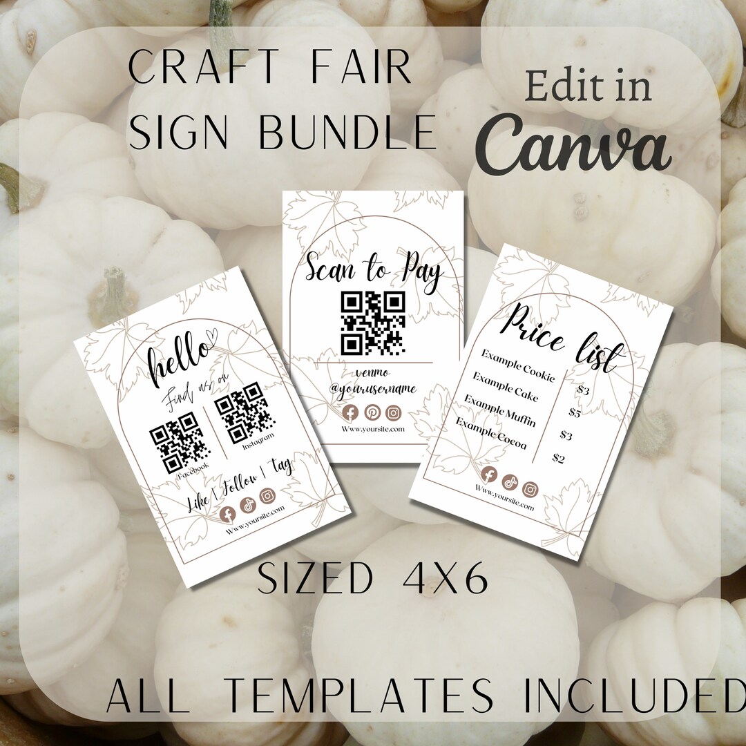 Craft Show Bundle, Small Business Bundle, Craft Fair Signs, Price List ...