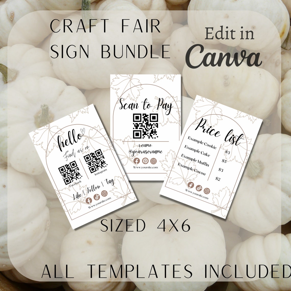 Craft Show Bundle, Small Business Bundle, Craft Fair Signs, Price List ...