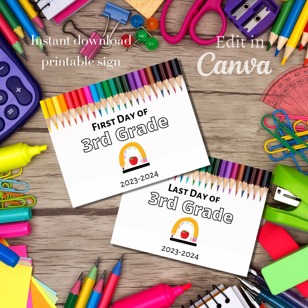 First Day of School Sign, 3rd Grade Sign, Back to School, Digital ...